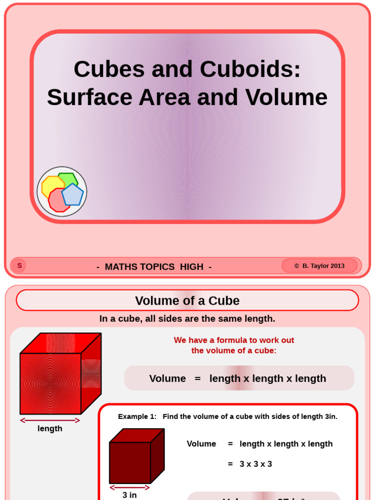 Surface Area and Volume of Cubes and Cuboids | PDF | Area | Volume