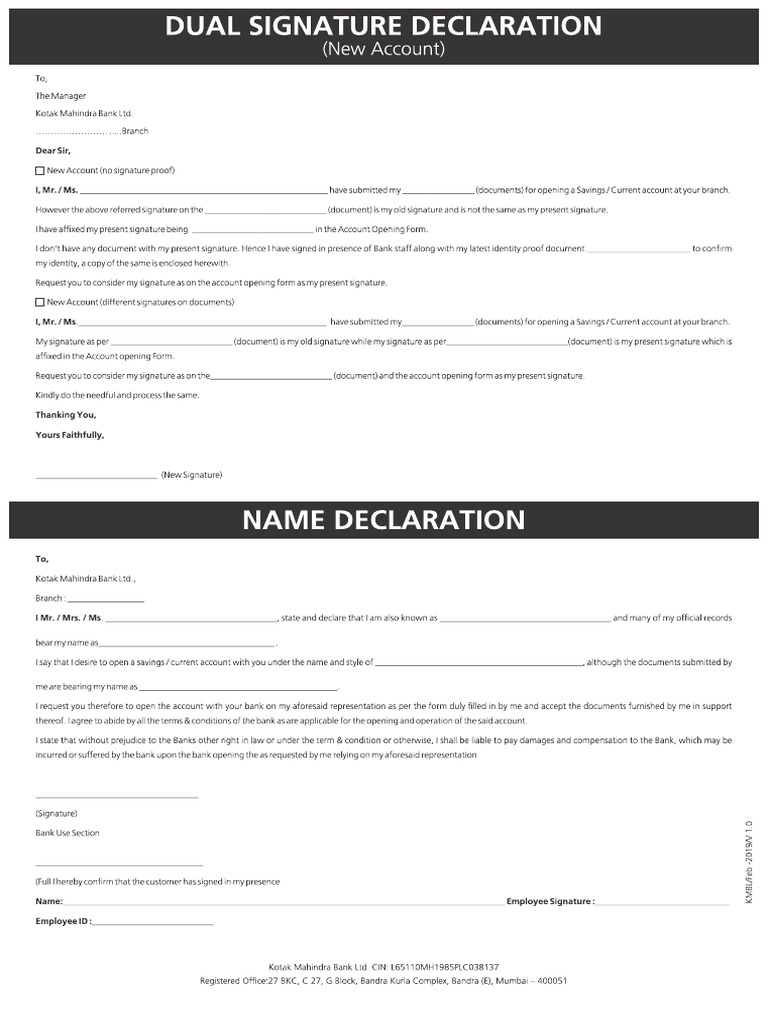Dual Name - Sign Declaration | PDF
