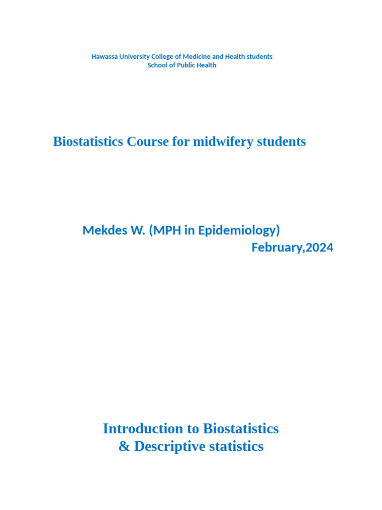 1.introduction to biostat | PDF | Statistics | Level Of Measurement