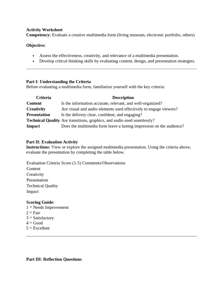 Multimedia Presentation Evaluation Guide | PDF