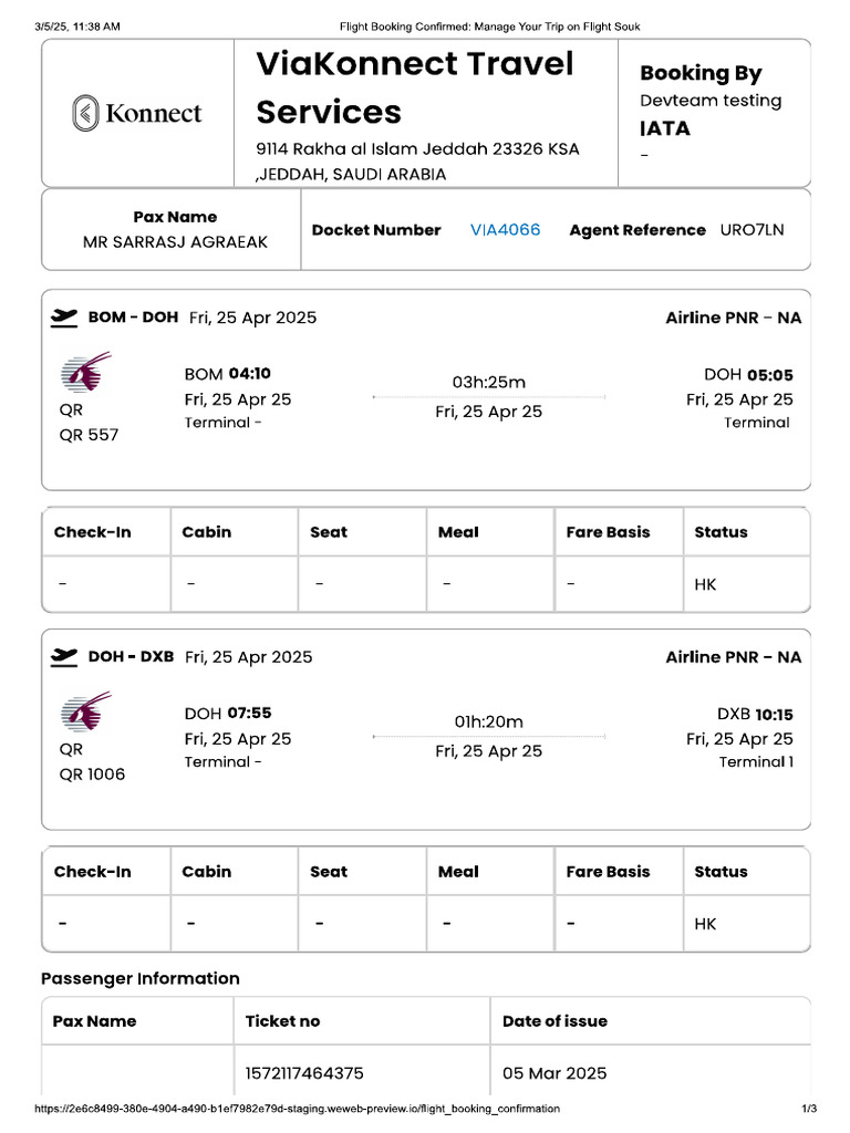 Ticket Copy Via | PDF