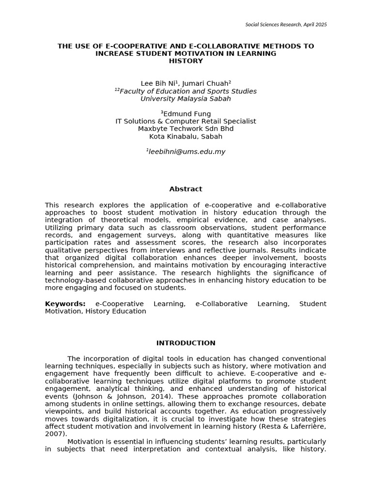 Boosting History Learning via E-Collaboration | PDF | Learning ...