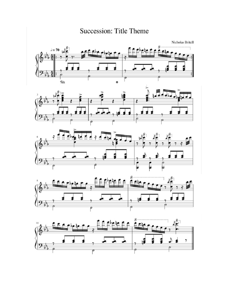 Succession Theme Music For Piano | PDF