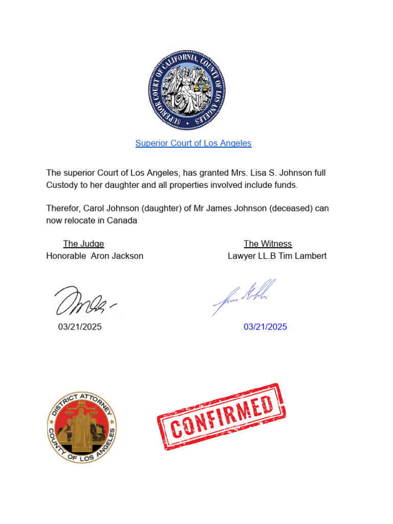Lisa Johnson Granted Full Custody | PDF
