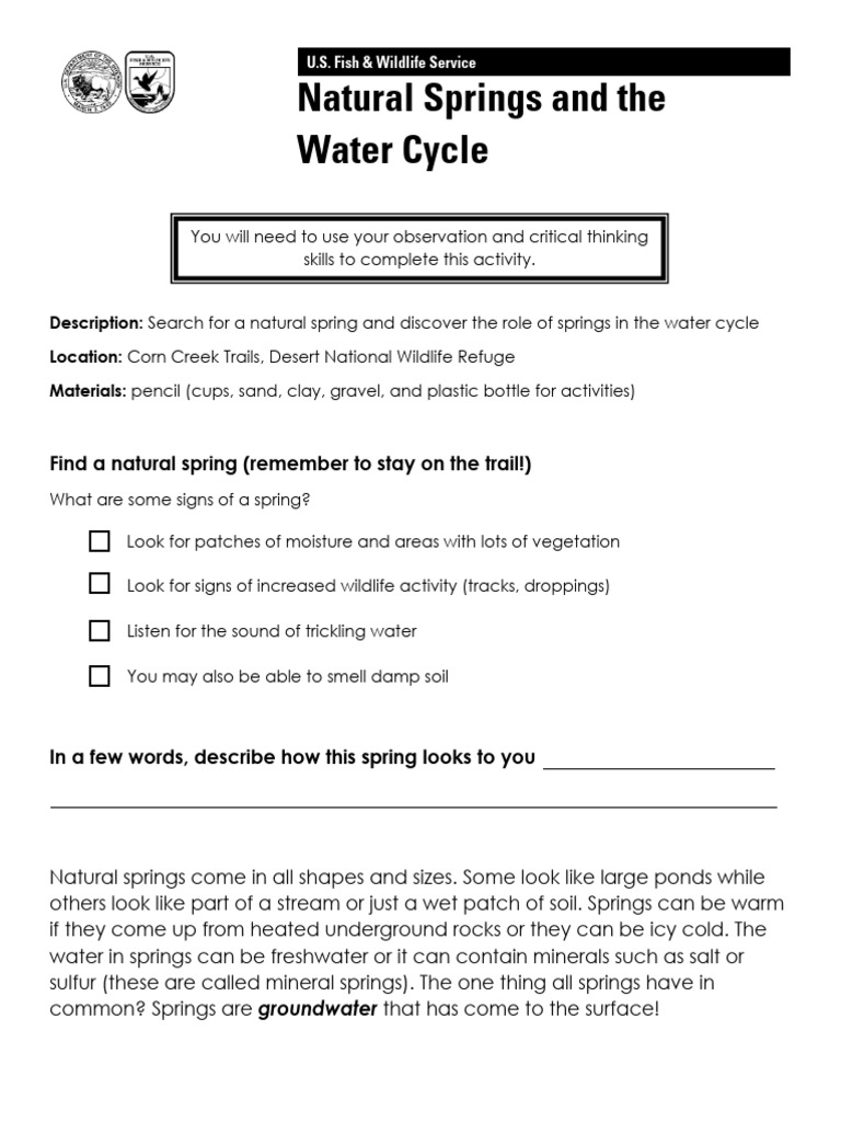DNWR Self-Guided Water Cycle Activity 508 | PDF | Water Cycle | Water