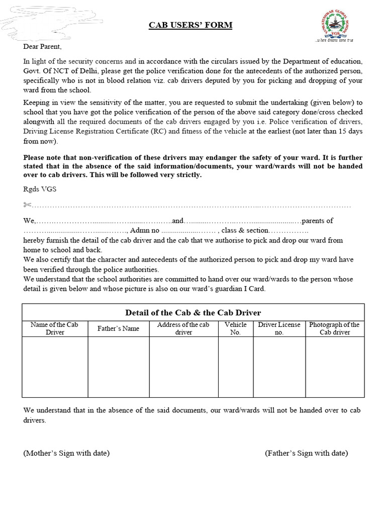 Cab Driver Verification Requirement | PDF