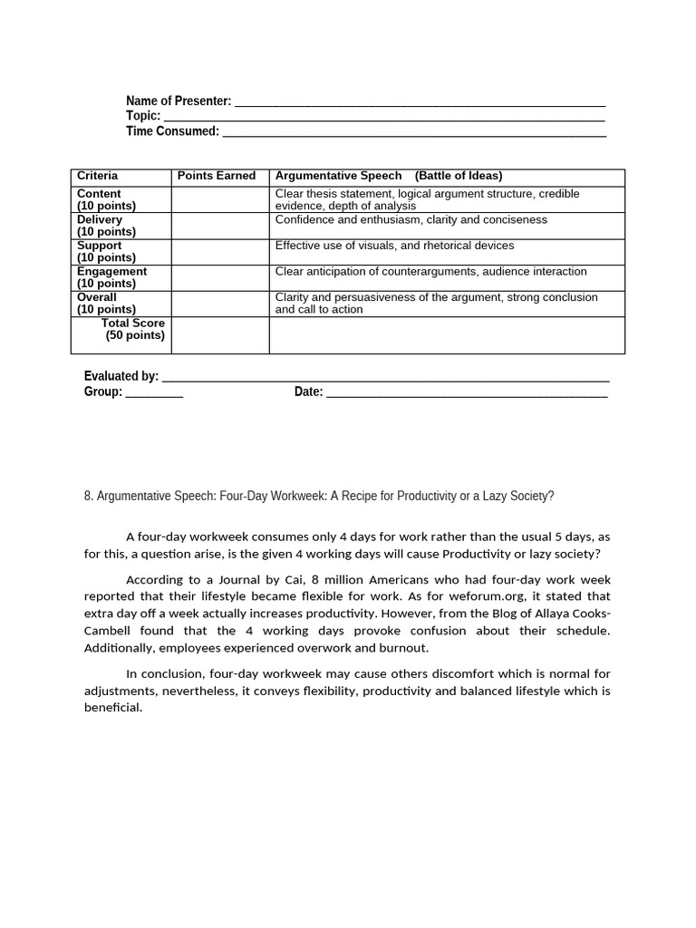 Argumentative Speech | PDF