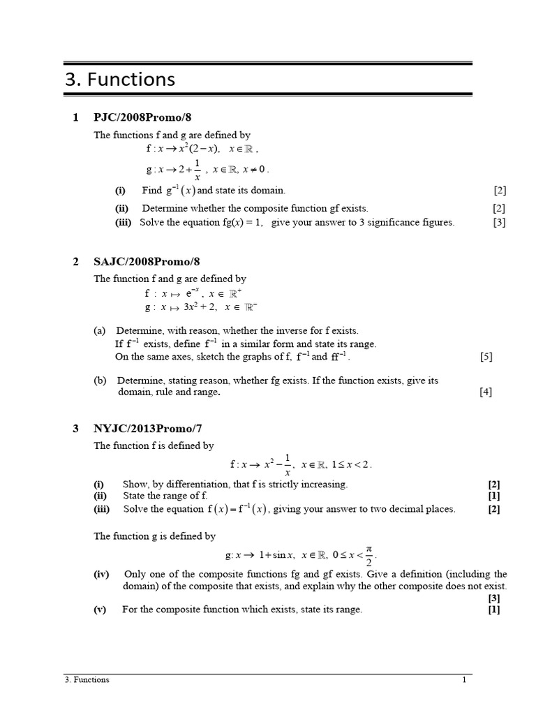 Functions: Inverses and Compositions | PDF | Function (Mathematics ...