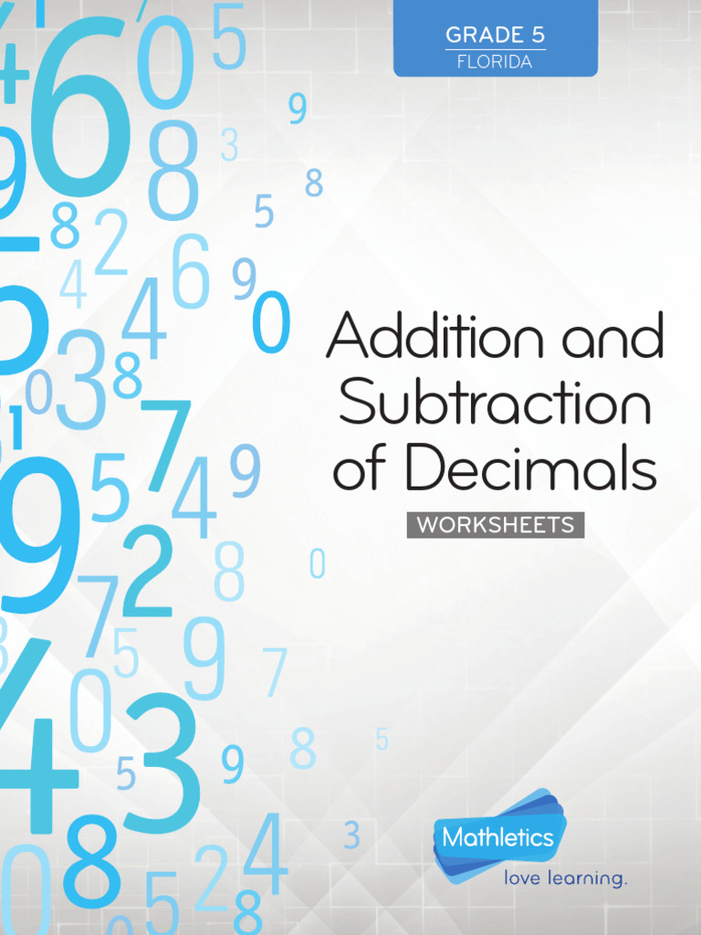 G5 Add and Sub of Decimals Worksheets FL USA | PDF | Debits And Credits ...