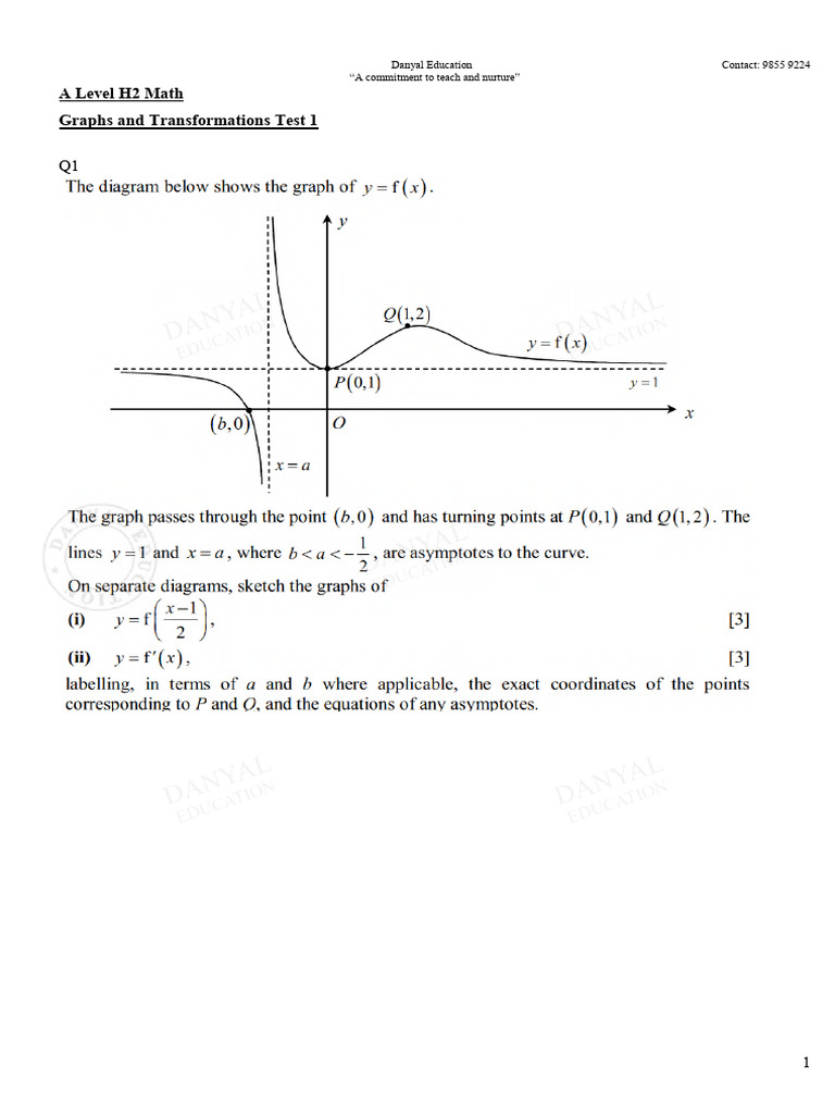 Graphs and Transformations Test 1 | PDF