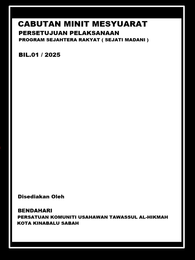 NEW EDIT CABUTAN MINIT MESYUARAT_PERSATUAN KOMUNITI USAHAWAN TAWASSUL AL-HIKMAH_PDF | PDF