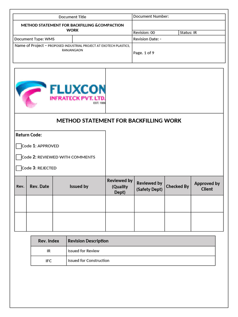 3 Wms-Method Statement For Backfilling Work | PDF | Personal Protective ...