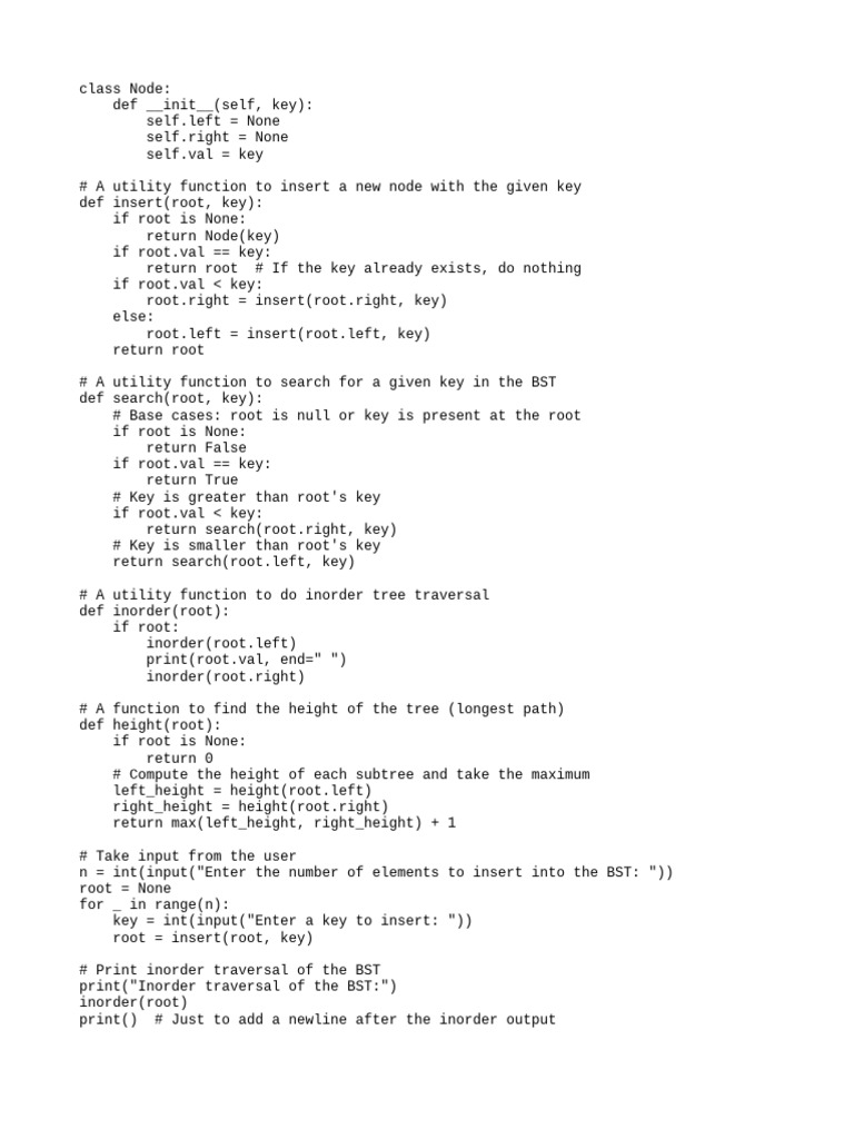 BST Code With Operations. | PDF