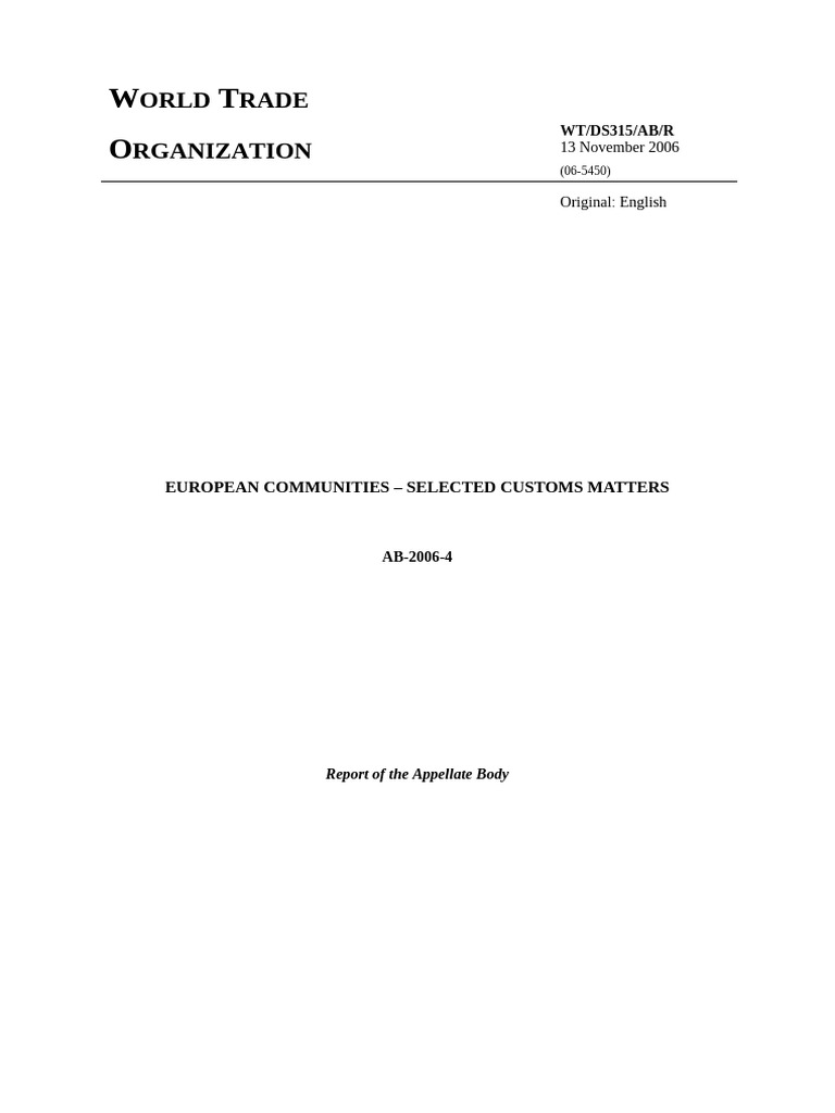 Ec Customs Project Matrial | PDF | World Trade Organization