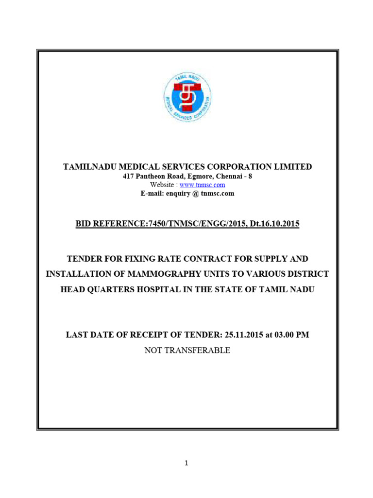 TNMSC Mammo | PDF | Procurement | Customs