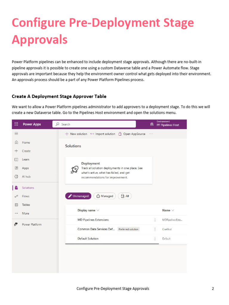 Power Platform Pipeline Approval Setup | PDF | Computing | Software