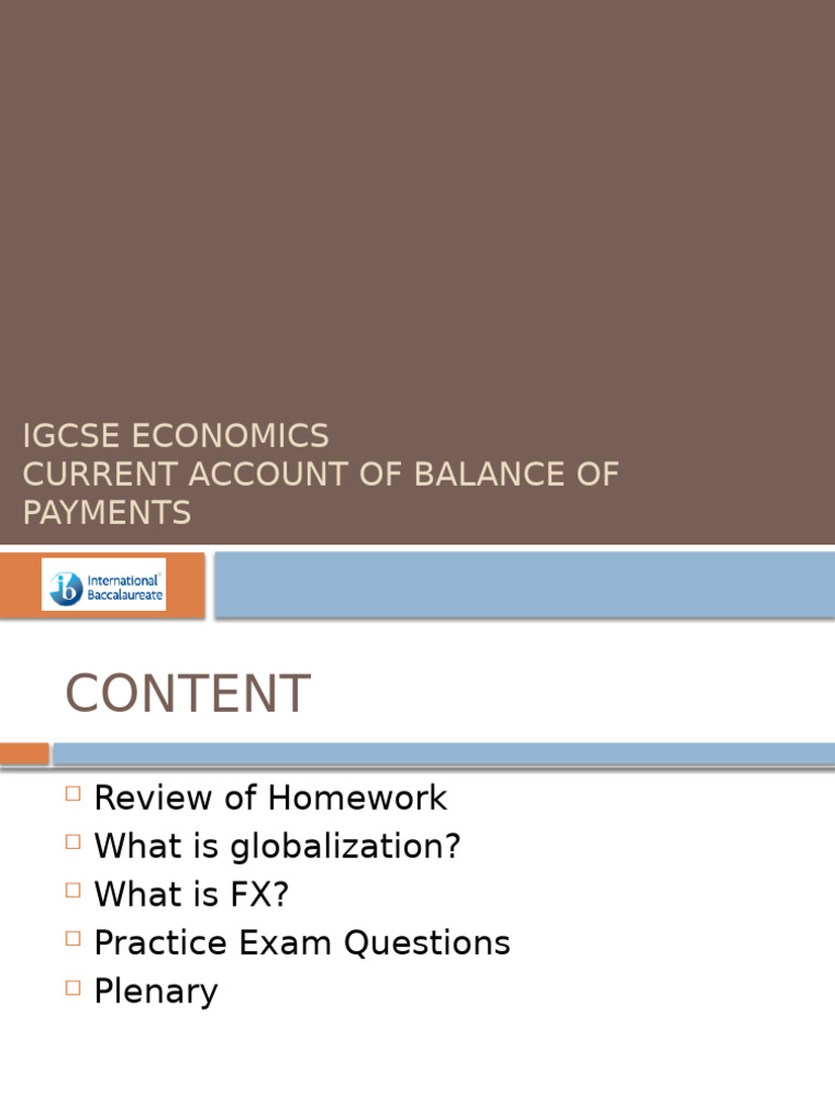 Current Account in IGCSE Economics | PDF | Balance Of Payments ...