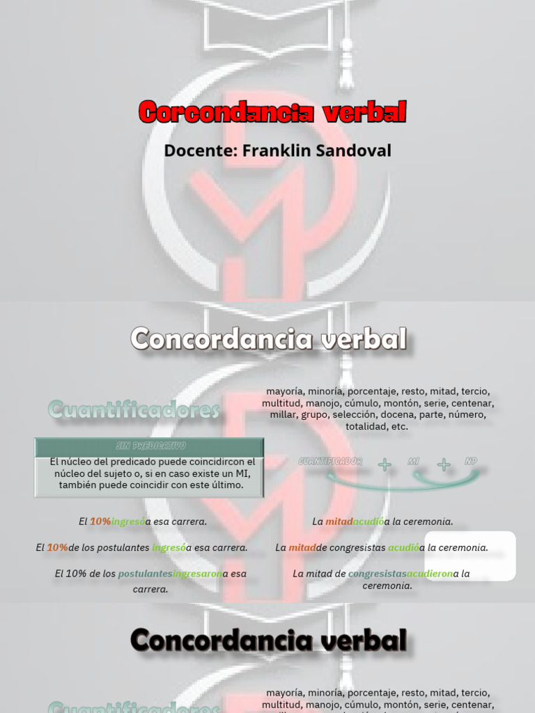 Concordancia Verbal PDF | PDF | Verbo | Morfología