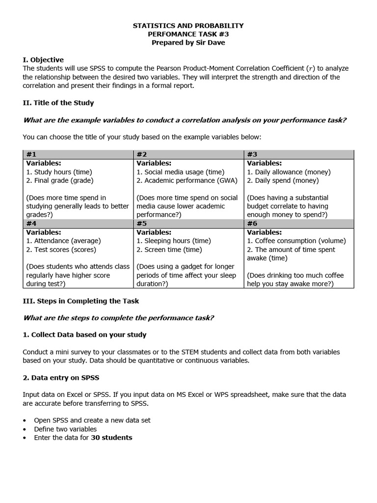 PERFORMANCE-TASK-3-PEARSON-CORRELATION (1) | PDF | Scientific Method | Multivariate Statistics