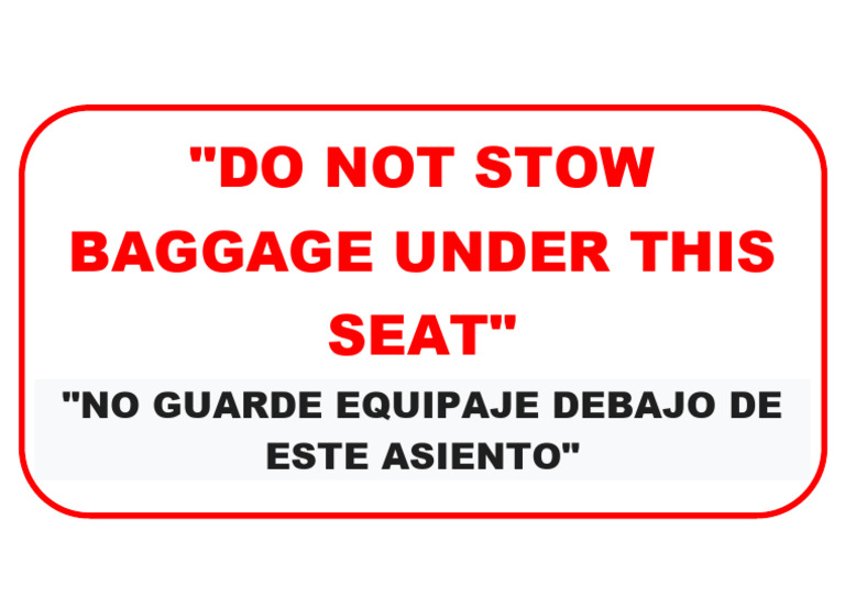 Do Not Stow Baggage Under This Seat | PDF