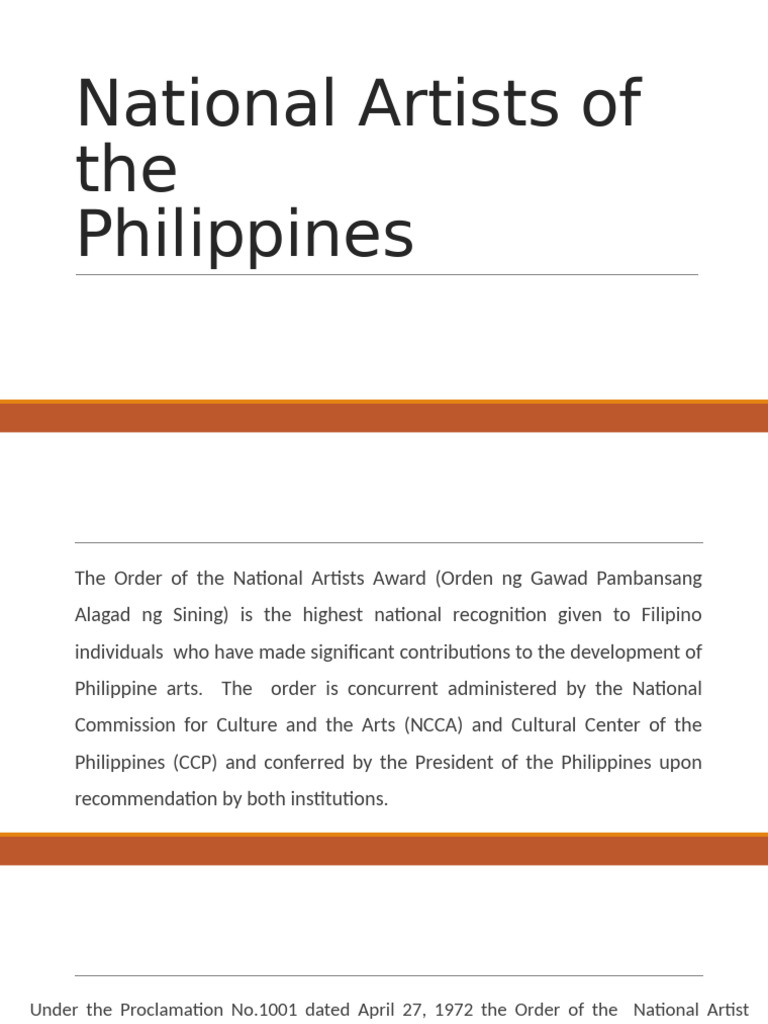 National Artists of the Philippines Overview | PDF | Philippines | The Arts