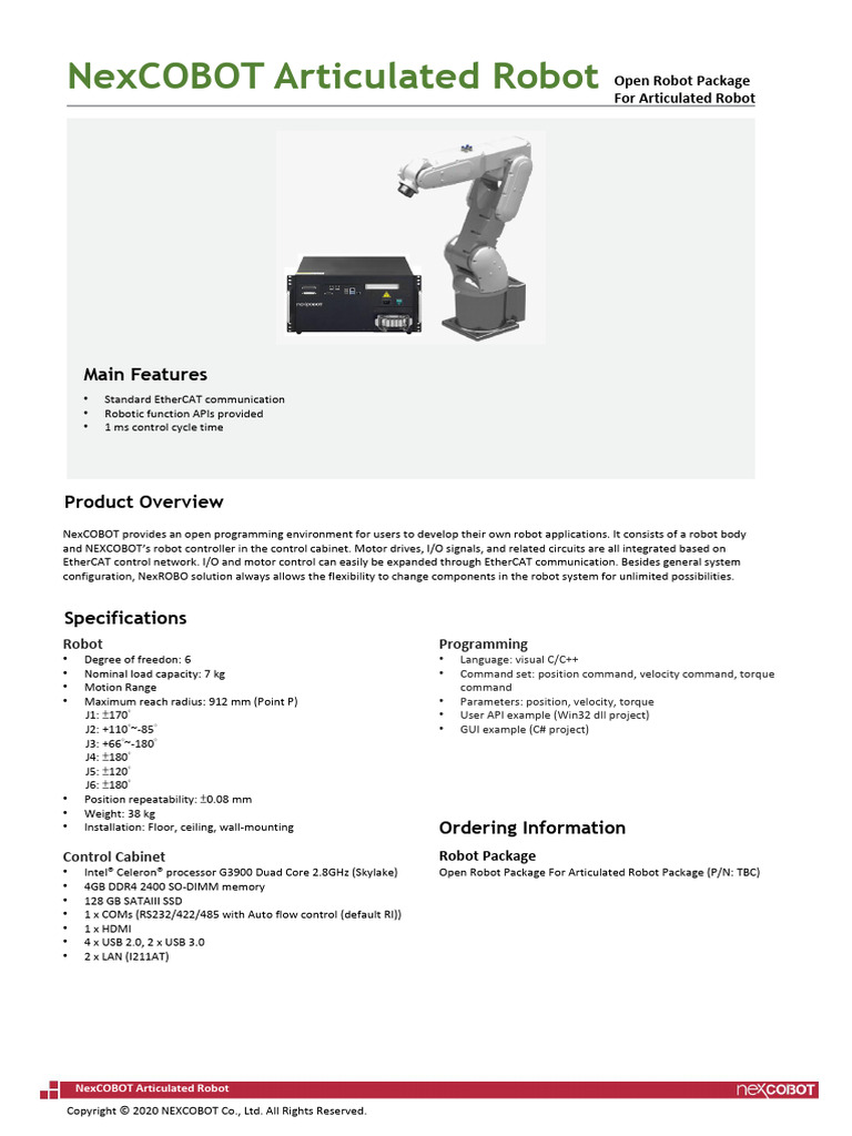 NexCOBOT Articulated Robot | PDF | Computing | Computer Hardware
