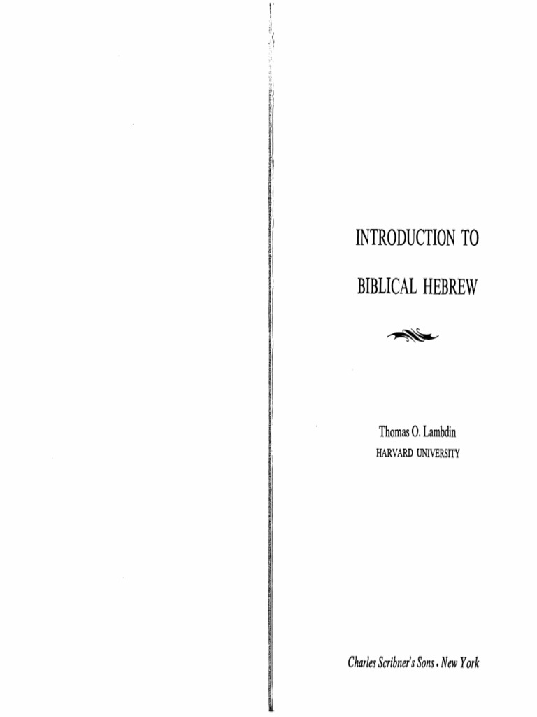 Lambdin Introduction To Biblical Hebrew | PDF