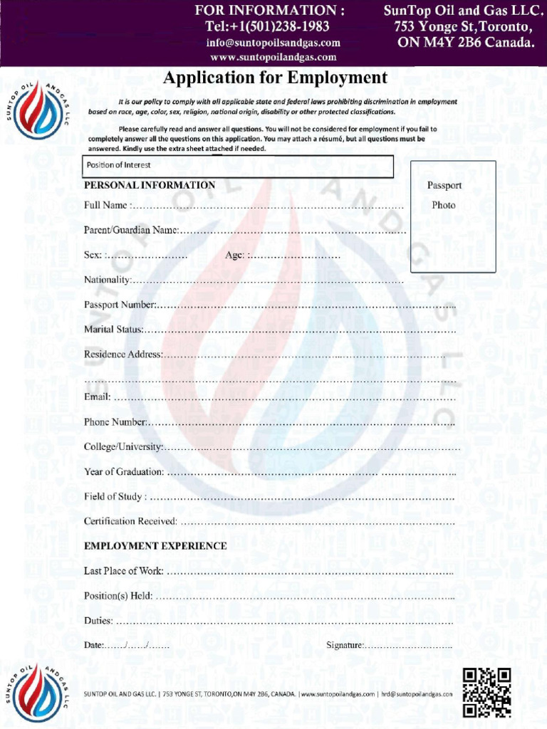 Application & Interview Form | PDF
