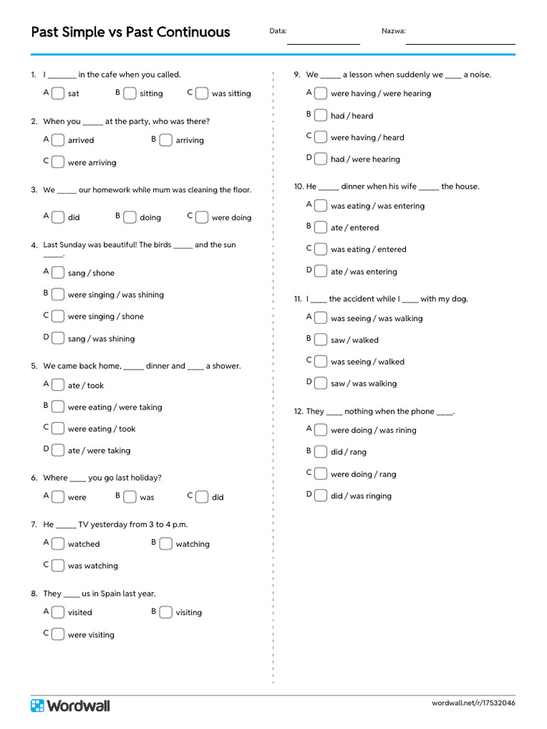 Past Simple vs Continuous Test | PDF
