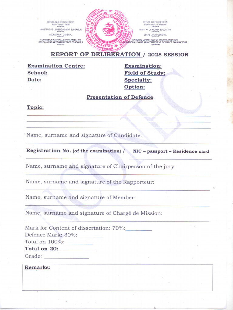 Report of Deliberation HND 2025 | PDF