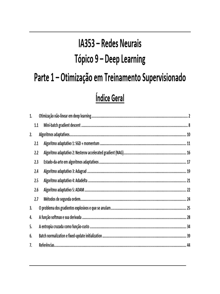 Tópico 9 - Deep Learning - Parte 1 Otimização em Treinamento ...