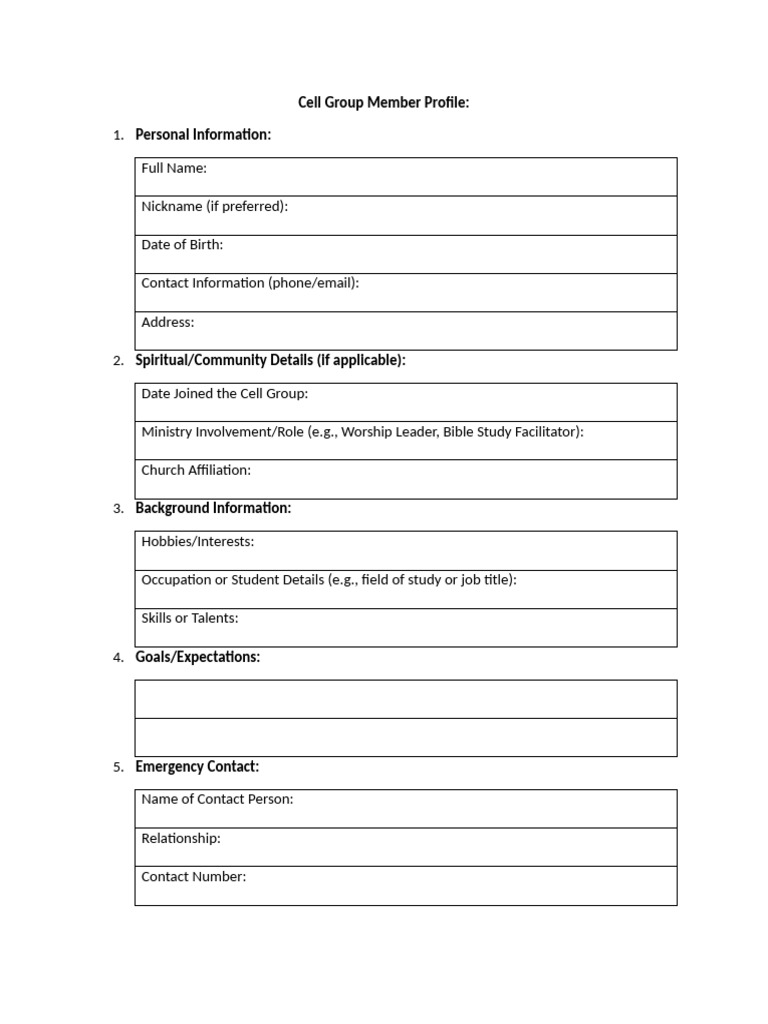 Cell Group Member Profile | PDF