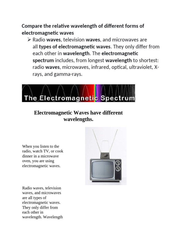 Electromagnetic Waves and Wavelengths | PDF | Electromagnetic Spectrum ...