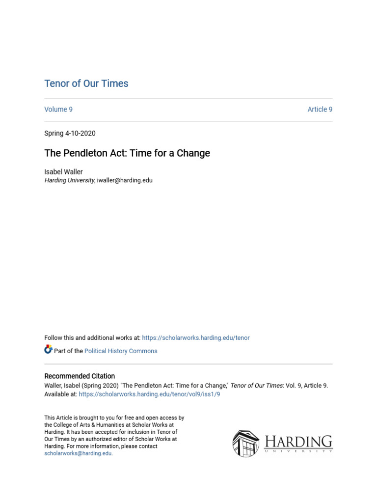 The Pendleton Act - Time For A Change | PDF | Politics Of The United ...