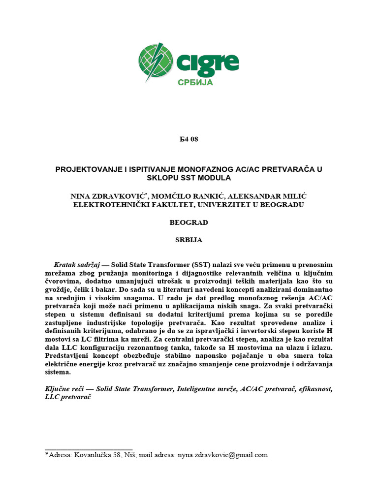 Б4 08 350 - Nina Zdravkovic - Momcilo Rankic - Aleksandar Milic - Projektovanje i ispitivanje ...