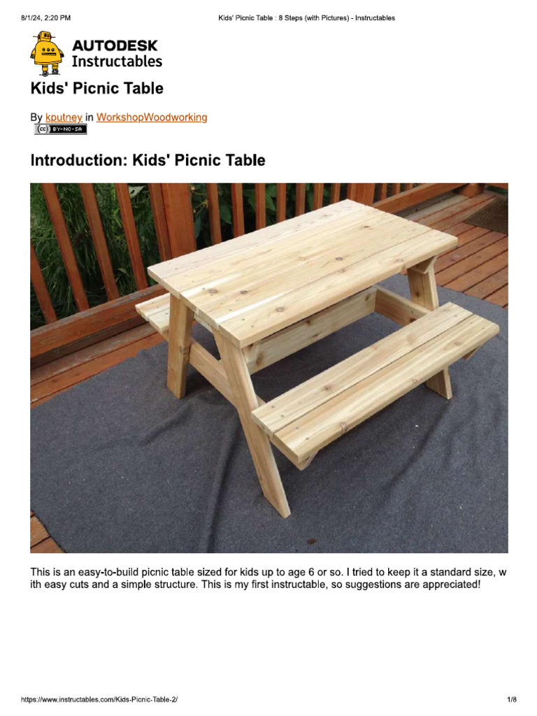 Kids Picnic Table | PDF