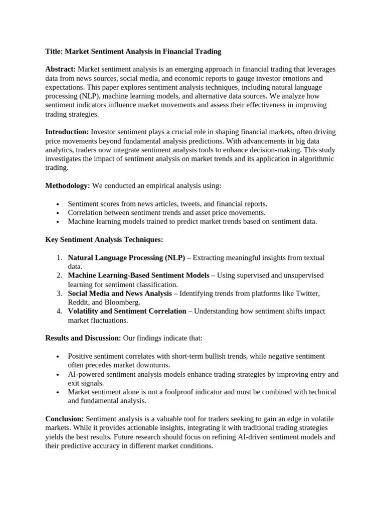 Market Sentiment Analysis in Financial Trading | PDF | Cognitive ...