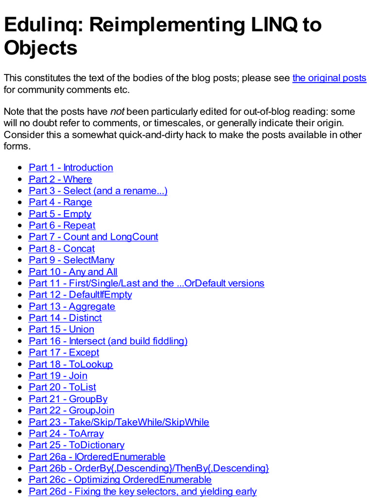 Edulinq | PDF | Parameter (Computer Programming) | Language Integrated Query