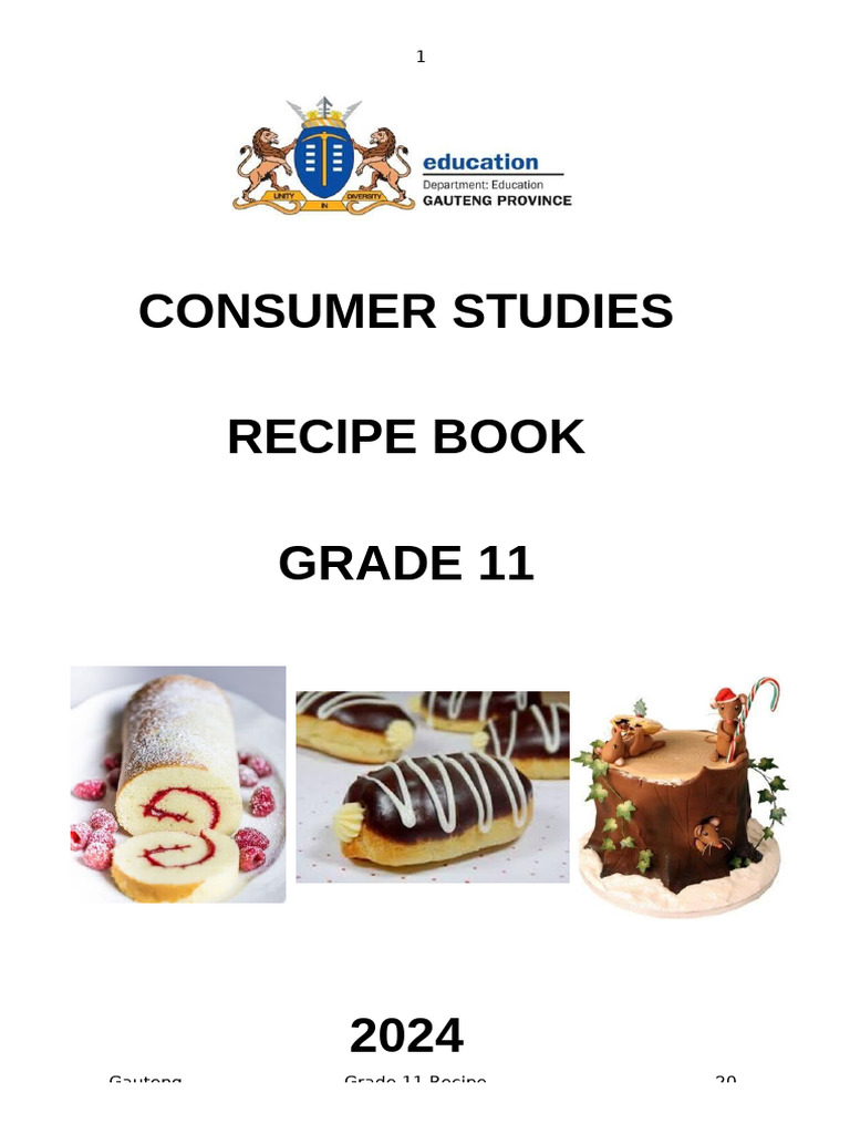 Grade 11 Consumer Studies Recipe Guide | PDF | Cakes | Baking