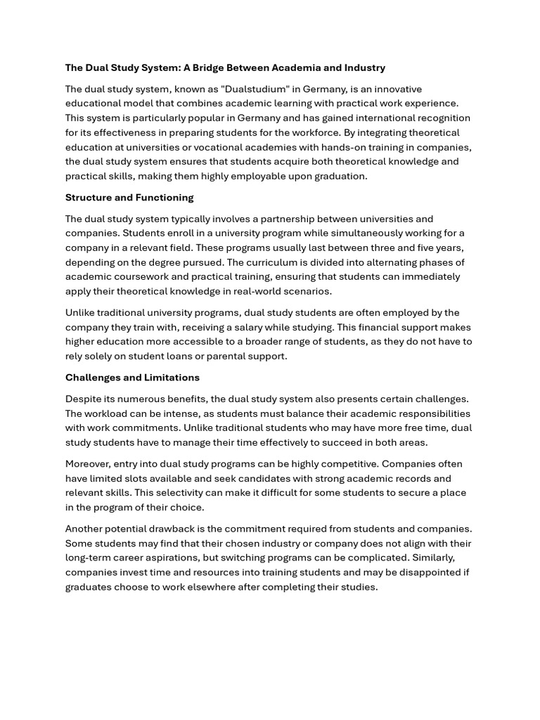 Cons - The Dual Study System | PDF | University | Learning