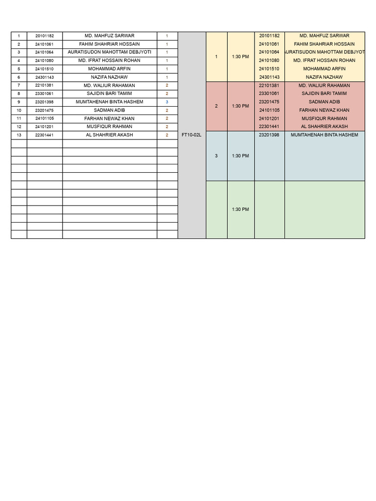 CSE250-28L Lab Gradesheet - Spring 2025 - Exam - Slots | PDF