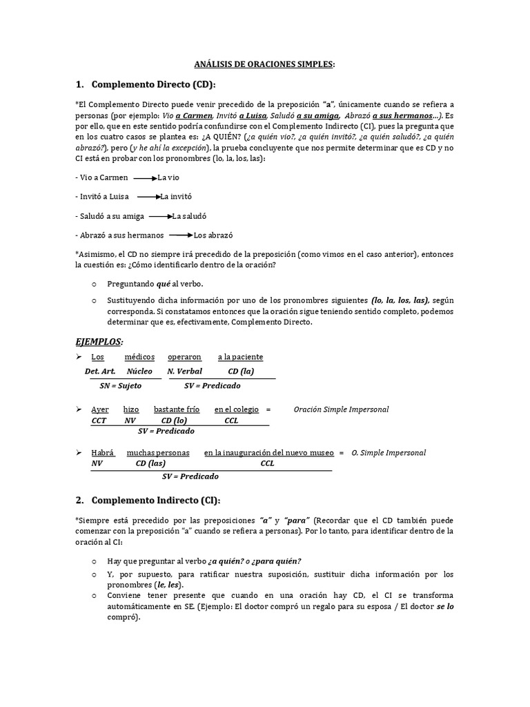 CD y CI | PDF | Predicado (Gramática) | Asunto (gramática)