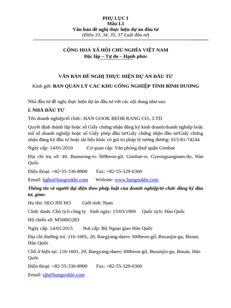 1.BIZA - HAN MEN M3 VINA - License Application Form I - 1 - 122019 | PDF