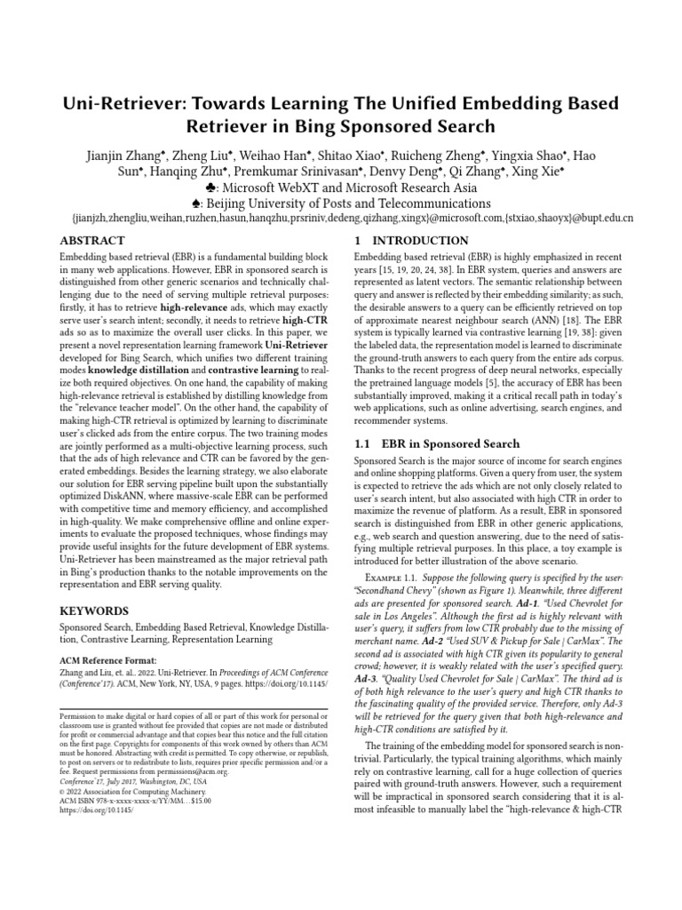 Uni-Retriever Towards Learning The Unified Embedd | PDF | Information Retrieval | Computing