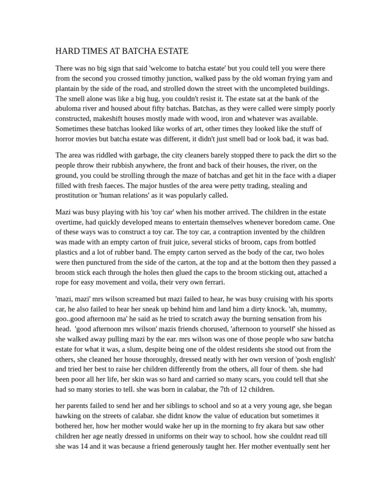 Life in Batcha Estate's Struggles | PDF