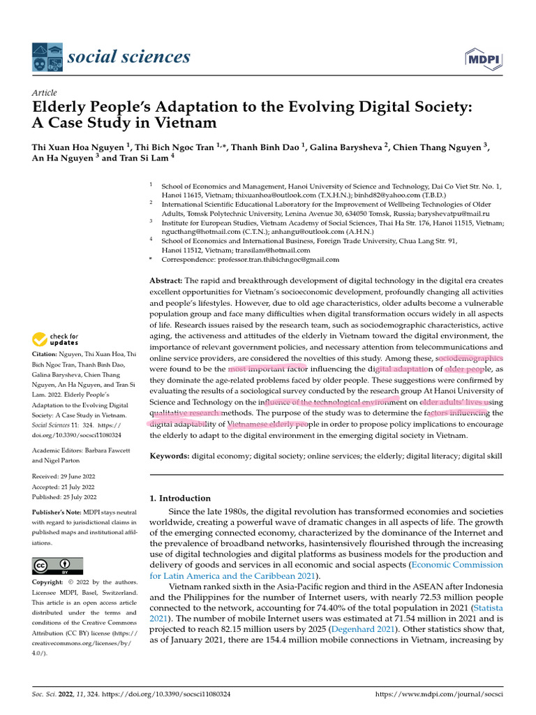 Elderly People's Adaptation To The Evolving Digital Society A Case ...