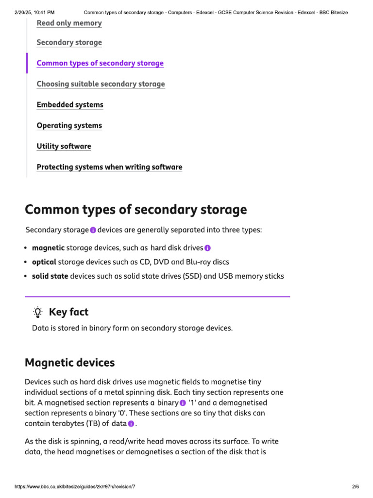 Common Types of Secondary Storage | PDF