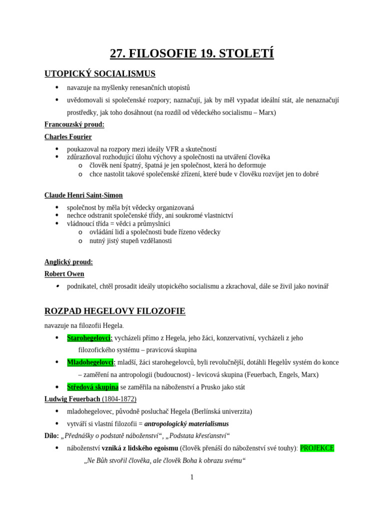 Filosofie 19. Století - Filozofické Proudy | PDF