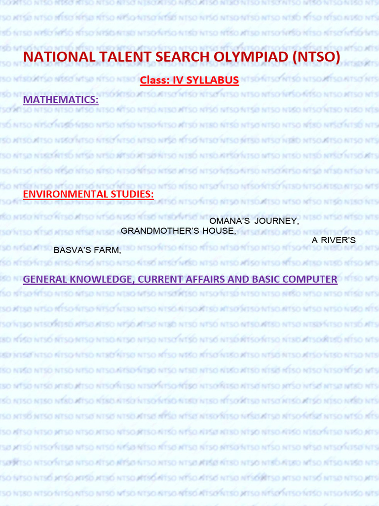 NTSO Class IV Syllabus Overview | PDF
