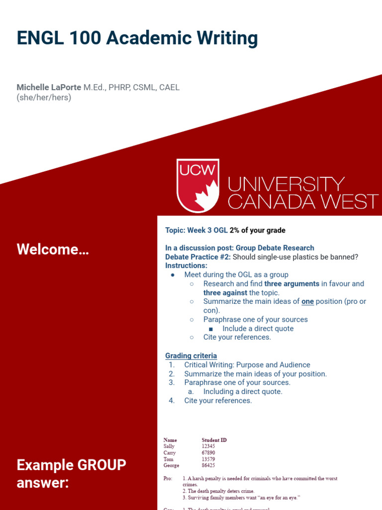 Week 3 OGL ENGL 100 Academic Writing | PDF | Capital Punishment ...